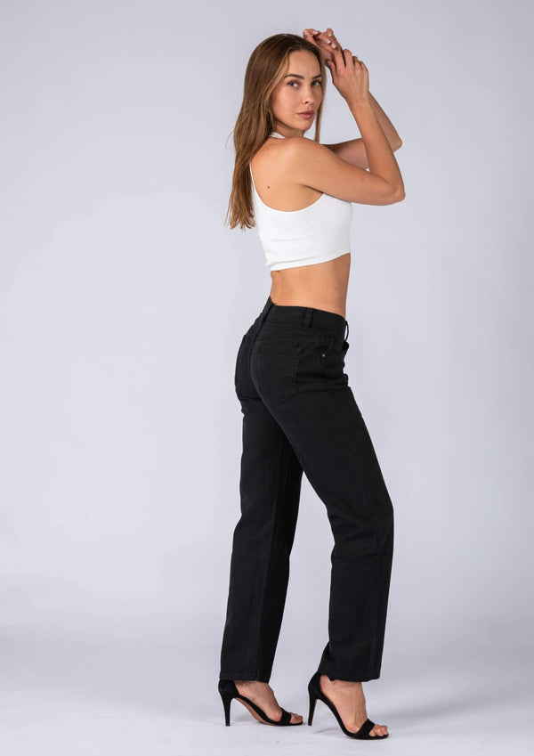 High Waist Stretch Mum Jeans in Blue Wash by Wakee – Frangipani Living